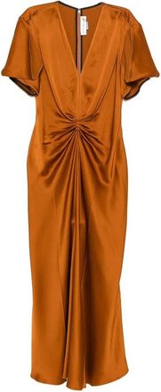 Victoria Beckham Robe Au Genou - Or