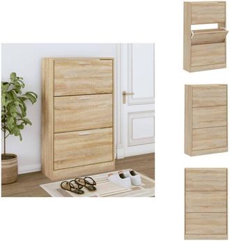 vidaXL Armoire à chaussures Chêne sonoma 63x24x103cm Bois dingénierie - Meuble Rangement Chaussures - Armoire Chaussure - Rangements Intérieur - Rangement