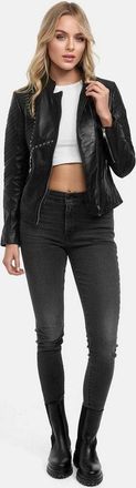 Tazzio Lederjacke F514 au&szlig;ergew&ouml;hnliches Design, mit Biker-Details & Reverskragen