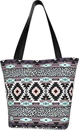 AOOEDM Motifs am&eacute;rindiens Sac d&eacute;picerie r&eacute;utilisable Sac &agrave; provisions Sac &agrave; bandouli&egrave;re d&eacute;contract&eacute; Sac &agrave; main pour homme femme Sac de march&eacute; ECO Sac de plag
