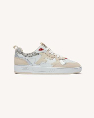 Faguo Baskets cr&egrave;me et rouge cuir