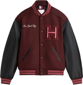Tommy Hilfiger Blouson &agrave; broderies en laine m&eacute;lang&eacute;e