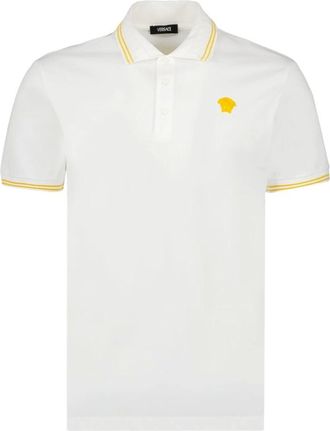 Versace Homme, Tops, Blanc, Taille: S Polo Classique avec Broderie Medusa