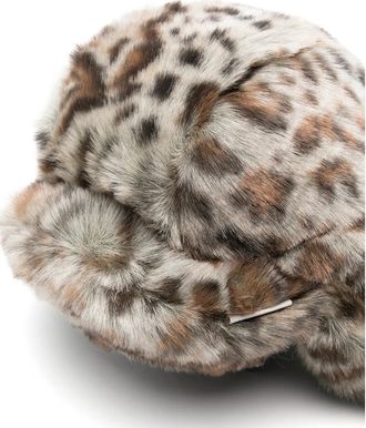 Ruslan Baginskiy AVH059 Leopard-Print Faux-Fur Winter Hat - Gray