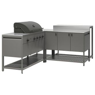 IKEA B&Aring;TSK&Auml;R Au&szlig;enk&uuml;che mit Gasgrill+Bartisch