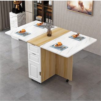 Generic Klappbarer Esstisch mit 3 Schubladen, Ausziehtisch, multifunktionaler Ausziehtisch for K&uuml;che, Schlafzimmer, Wohnzimmer, K&uuml;chentisch for kleine R&auml;ume(S