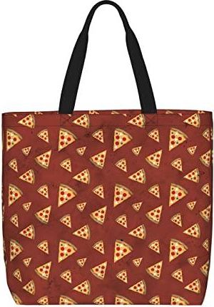 Generic Sac Fourre-Tout Pizza Au Pepperoni Sac Tissu R&eacute;utilisable Lavables Sacs &Agrave; Main, Pour Burea, Voyage, Femmes, Shopping
