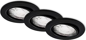 Briloner Leuchten - LED Einbauleuchten, 3er Set Deckenlampen, schwenkbar, GU10 je 5 Watt, je 460 Lumen, 3.000 Kelvin, IP23, 86x70mm (DxH) 7147-035 Matt-schwarz