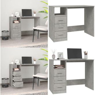 vidaXL Schreibtisch mit Schubladen Betongrau 102x50x76cm Holzwerkstoff - Schreibtisch - Home Office - Bürostuhl - Holzwerkstoff - Betongrau - Home & Living