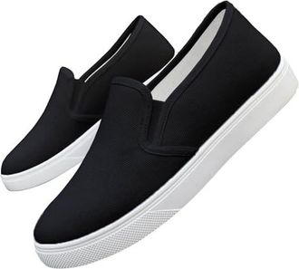 Generic Chaussures bateau simples de couleur unie pour femme - Chaussures en toile sans lacets l&eacute;g&egrave;res et respirantes, semelle &eacute;paisse, amortissante, chaussur