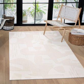Paco Home Paco Home - Tapis Salon Chambre Adulte Poils Ras Uni Motif Scandinave Motif Geometrique 160x220 cm, Crème 3
