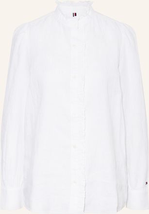Tommy Hilfiger Bluse Aus Leinen Mit R&uuml;schen weiss