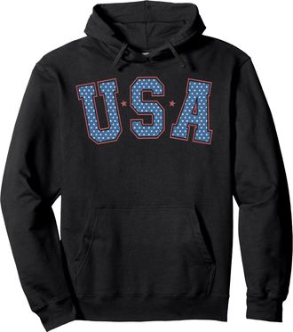 Trendy Apparel USA Stars Red White and Blue National Flag Pullover Hoodie