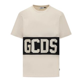 GCDS Gcds, Homme, Tops, Beige, Taille: M Band Logo Regular T-Shirt