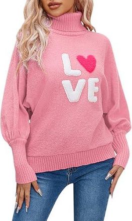 Generic Pull damour pour la Saint-Valentin - Grande taille - Haut &agrave; manches longues - Coupe ample - Doux et confortable - Imprim&eacute; coeur - Pull chaud pour femm