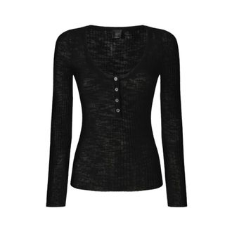 Pinko Pinko, Femme, Pulls, Noir, Taille: 40 FR Pull Jacquard &agrave; Manches Longues