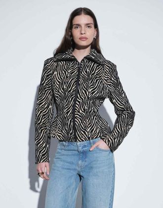 Asos blazer ajust&eacute; en jacquard z&eacute;br&eacute;-Multi
