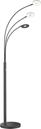 Fischer & Honsel |Stehleuchte, Dent|sandschwarz|Acrylglas-satiniert|B: 45,00 cm, H: 185,00 cm|Ausl. Wand: 77,00 cm|stufenlos dimmbar|CCT 3 Stufen|3x LED 7,5 Watt 2700/