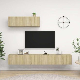 vidaXL Meubles tv 3 pcs Ch&ecirc;ne sonoma Agglom&eacute;r&eacute;