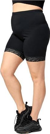 Merry Style Legging Courts Femme Grande Taille avec Dentelle MS10-459 (Noir, 7XL)