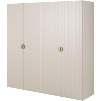 Selsey Moonir - Kleiderschrank 4-t&uuml;rig mit 2 Kleiderstangen und Regalen, 200 cm, greige - Selsey