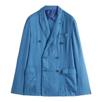 Aspesi Leinen Doppelreiher Blazer Sugimoto Stil - - Jackets - Herren - Blau - S