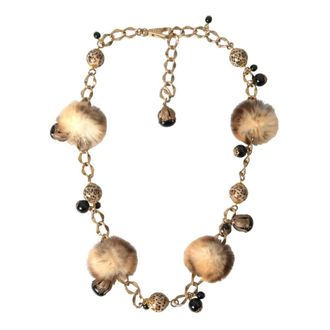 Dolce & Gabbana Leopardenfell Perlen Ketten G&uuml;rtel - - Accessories - Damen - Gelb - ONE SIZE
