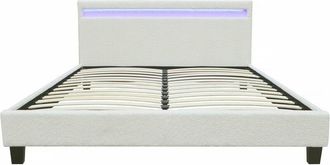 Habitat et Jardin Habitat Et Jardin - Lit tissu bouclette avec led Maria 140x190cm - Crème