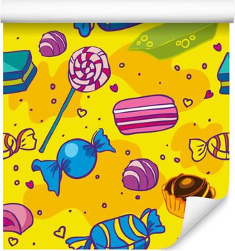 OEM Carta Da Parati Con Simpatici Dolcetti Colorati Per Soggiorno E Camera Da Letto 50x1000 Cm