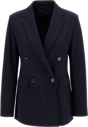 Max Mara Femme, Vestes, Bleu, Taille: 38 FR Blazer crois&eacute; en jersey