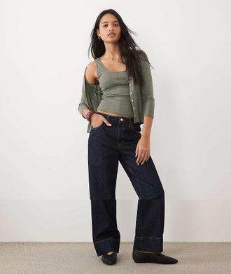 Abercrombie & Fitch caraco et gilet pointelle 2 en 1 kaki-Marron