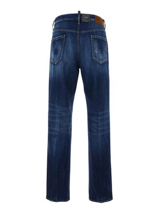 Dsquared2 Mens Blue Jeans With Logo Patch Denim
