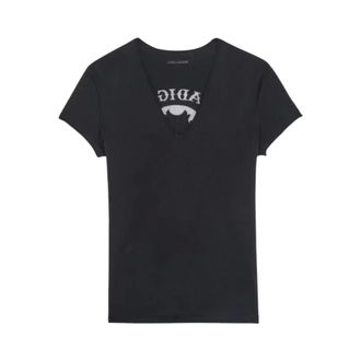 Zadig&Voltaire T-shirt Story Fishnet Skull - Femme - Tops - Noir - Taille: 42 FR