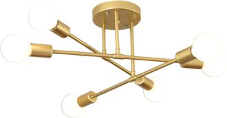 Baoblaze Moderne Deckenleuchte 6-flammig Sputnik Kronleuchter Pendelleuchte f&uuml;r Foyer-Eingangsweg, Gold