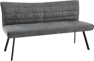 Byliving Bank Robbie/Vintage Bezug in anthrazit, Gestell in schwarz/Steppung im R&uuml;cken und umlaufender Keder, Taschenfederkern f&uuml;r hohen Sitzkomfort/Sitzbank, 