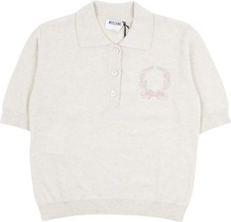 Moschino Femme, Pulls, Beige, Taille: 36 FR Haut polo en maille brod&eacute;
