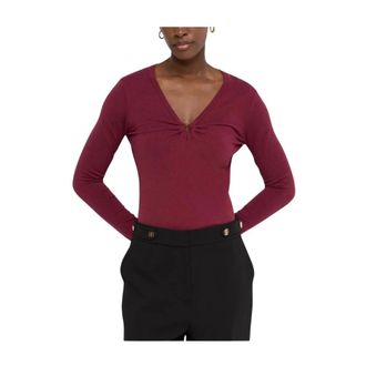 Salsa Pull en maille &agrave; col en V - Femme - Pulls - Rouge - Taille: 40 FR