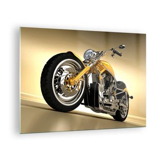 Arttor Bilder auf Glas Motorrad Chrom Rad Glasbild 70x50cm Wandbilder Dekoration Wohnzimmer Schlafzimmer K&uuml;che Deko Klein Wanddeko Bild im Glas Wand Kunstdru