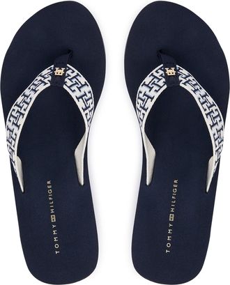 Tommy Hilfiger Zehentrenner Tommy Hilfiger Wedge Summer Sandal Mono FW0FW09698 Dunkelblau