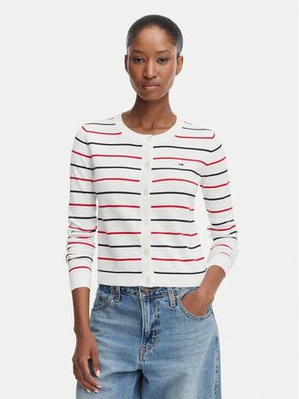 Tommy Jeans Strickjacke DW0DW20976 Wei&szlig; Regular Fit
