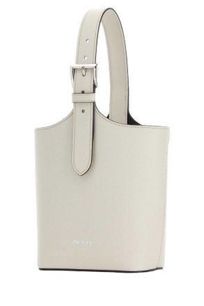 Prada Womens White Leather Shoulder Bag Talco-Nero Borse A Mano Talco/nero