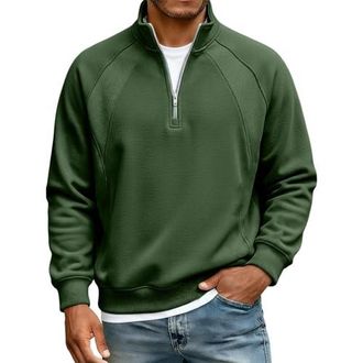 Generic DENGJIAMY Pull raglan &agrave; fermeture &eacute;clair quart de tour pour homme Grande taille Polo tendance d&eacute;contract&eacute; &agrave; manches longues Col Haut V&ecirc;tements de prin