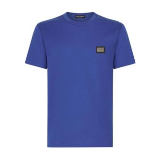 Dolce & Gabbana Blue Essentials Logo T-Shirt - - Tops - Herren - Blau - M