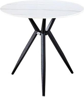 Generic Runder Esstisch Weißer Marmoreffekt Couchtisch mit schwarzen Metallbeinen Küchentisch Kleiner Tisch für Zuhause & Café Kleiner Sofa Beistelltisch (Grö