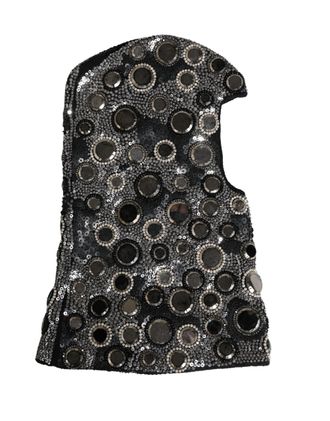 Dolce & Gabbana Womens Black Wool Crystal Embellished Balaclava Hat
