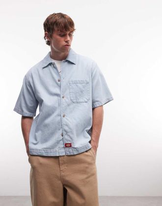 Dickies Chemise en jean &agrave; manches courtes - Bleu clair