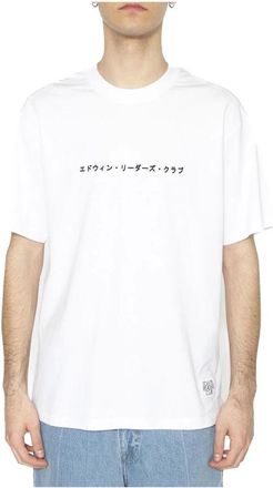 Edwin Homme, Tops, Blanc, Taille: M Maglietta Girocollo
