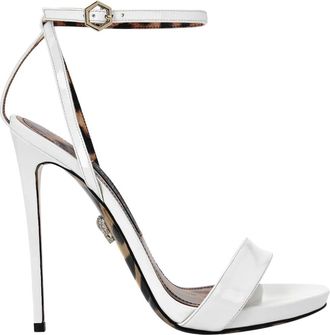 Philipp Plein Femme, Chaussures, Blanc, Taille: 36 EU Sandales &agrave; Talons Hauts en Cuir Verni L&eacute;opard