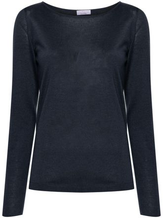 Brunello Cucinelli Fein gestrickter Pullover - Blau