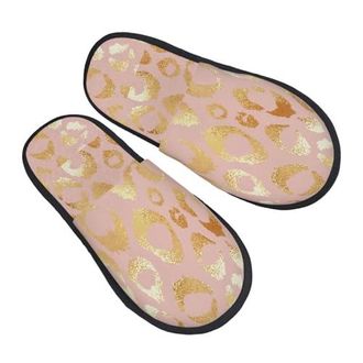 Generic Pantoufles En Coton L&eacute;opard Ombr&eacute; Roses Dor&eacute; Paillet&eacute; Lavables Pantoufles Portative Chaussons Invit&eacute;s Pour Spa Homme Automne M